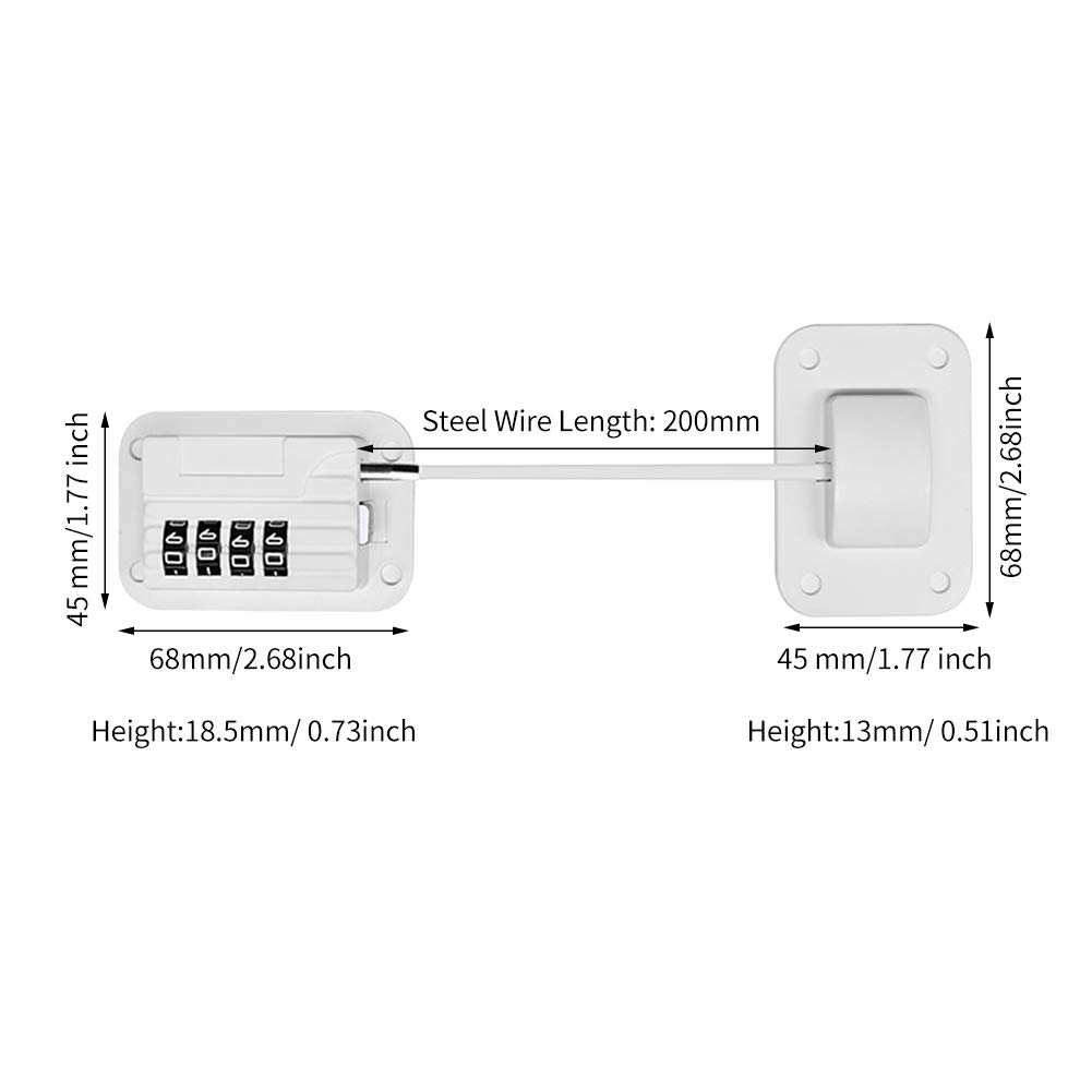 Fridge Lock, Refrigerator Combination Lock, Child Proof Baby Safety Locks, Multi Purpose Cabinet Lock Password Lock File Cabinet Lock, No Keys Needed(White)
