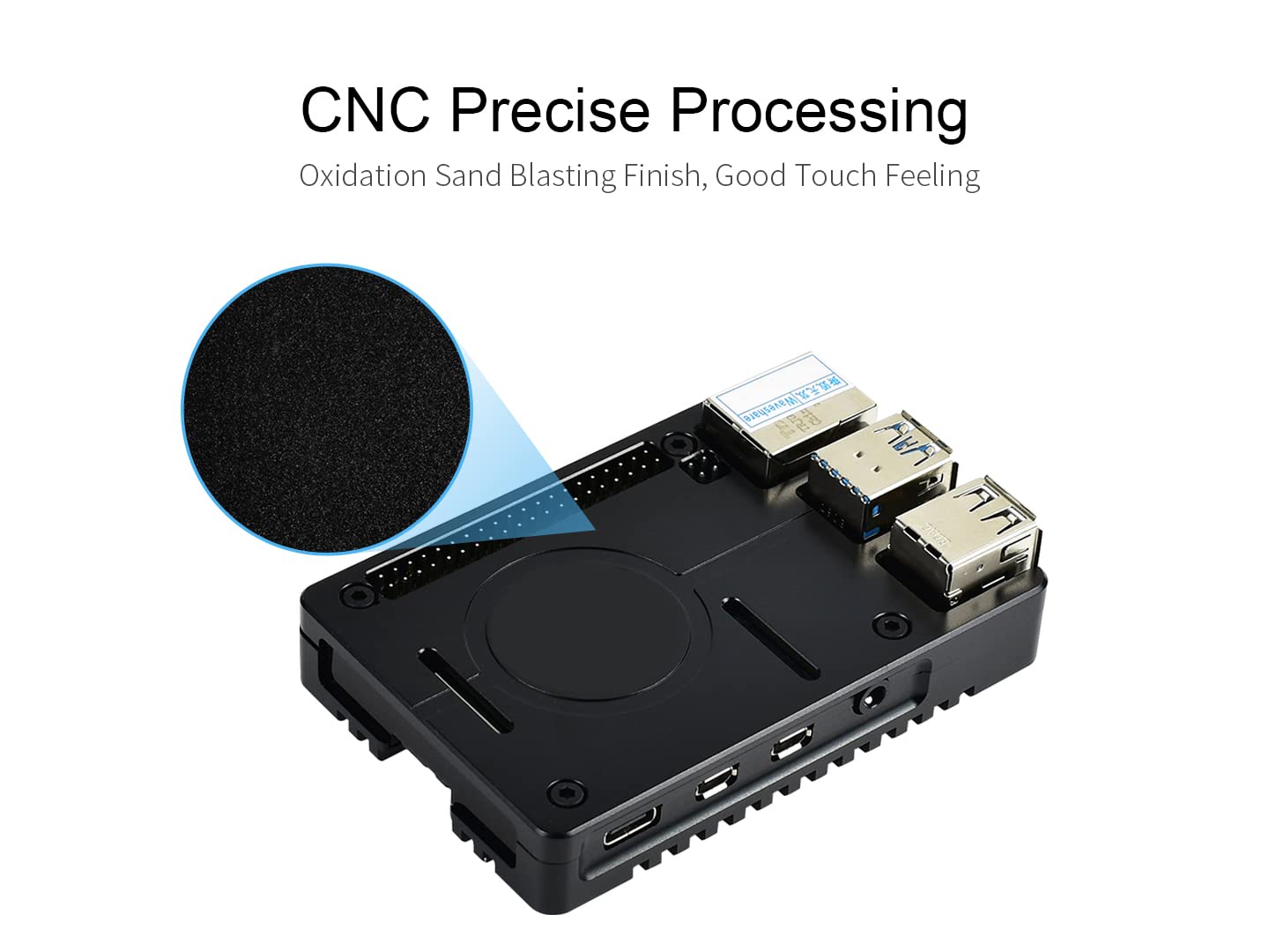 waveshare Lightweight Aluminum Alloy Case for Raspberry Pi 4 with CNC Precise Processing and Sand Blasting Finish Nice & Durable