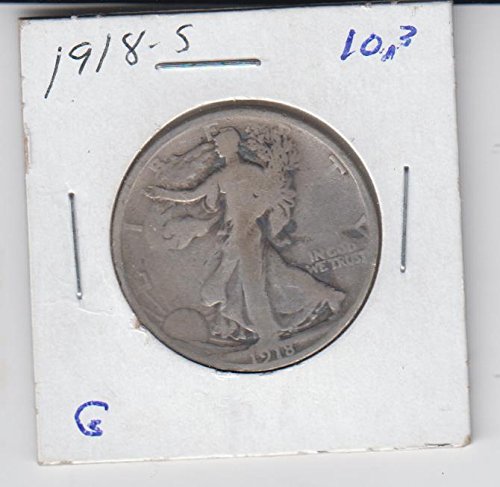 1918 S Walking Liberty Average Circulated Half Dollar Good