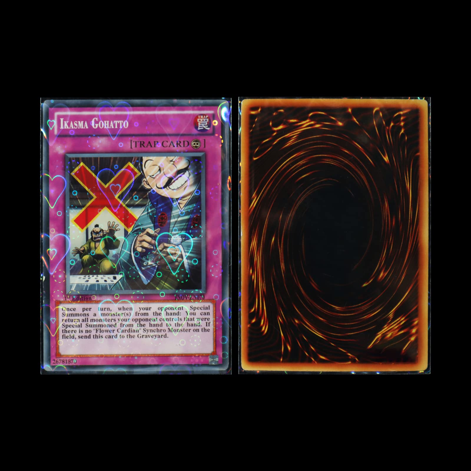 100PCS Holographic Card Sleeves for Japanese Sized Cards YGO Card Protectors (61x88mm, Hearts)