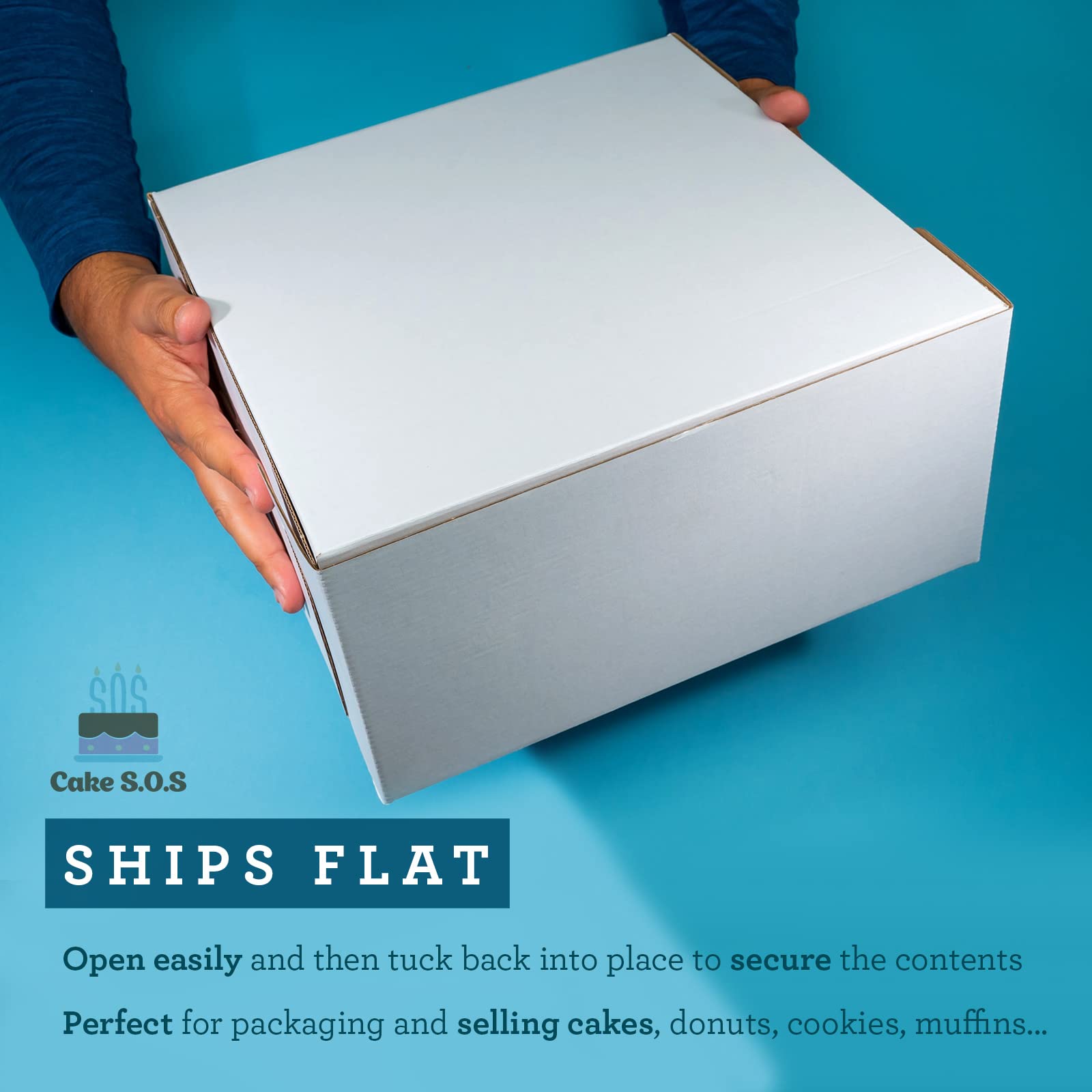 12x12x6 inches Corrugated Heavy-Duty White/Brown Sturdy Kraft Cake Boxes (50-Pack)