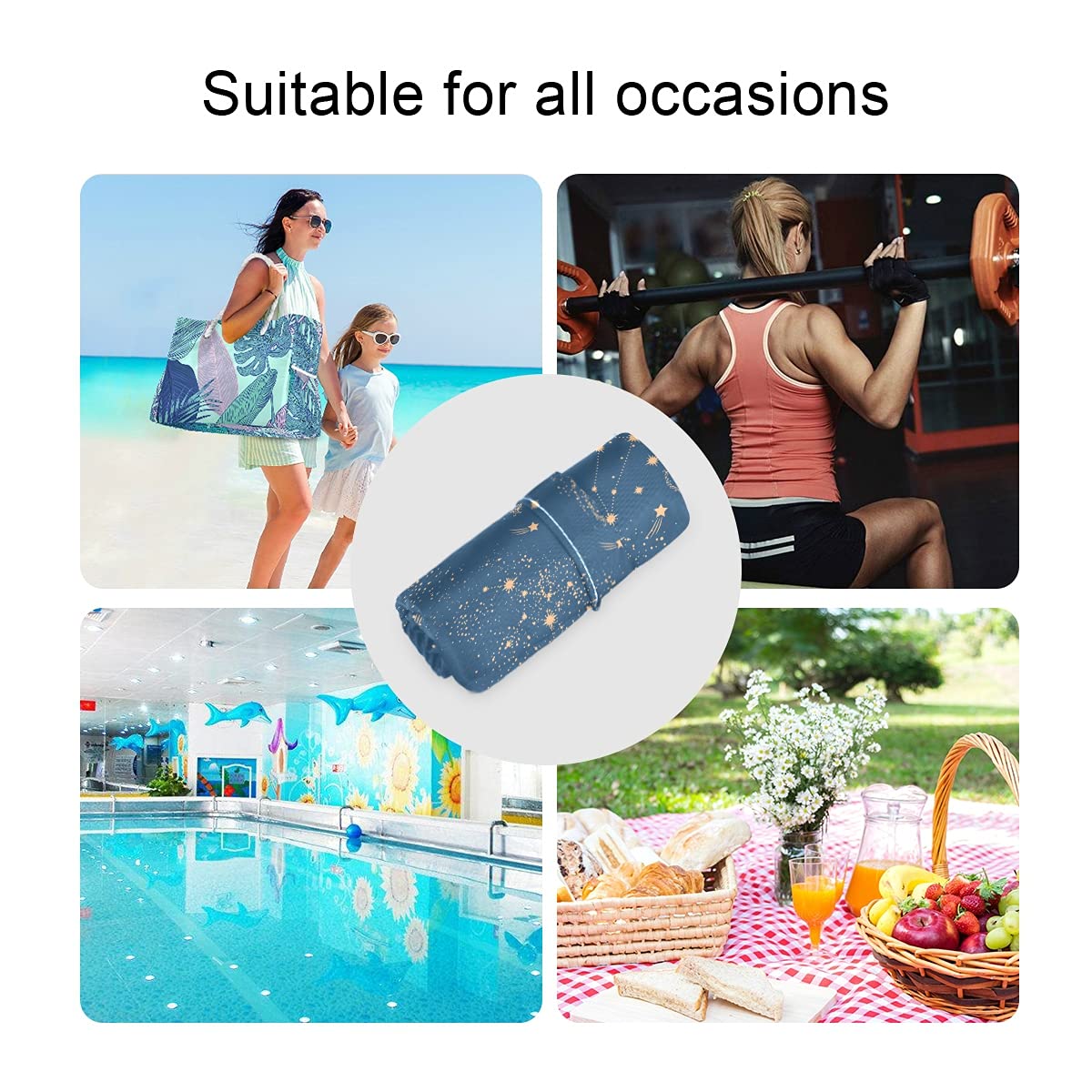 2 PCs Wet Dry Bag Moon Star Space Constellation Pattern Waterproof Wet Bag Cloth Reusable Diapers Wet Swimsuit Bag for Toiletries Travel Beach Pool Stroller Gym