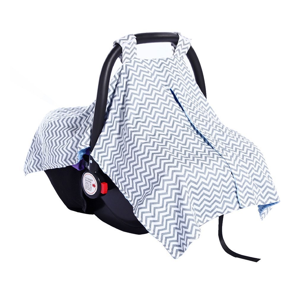 2 in 1 Carseat Canopy Cover and Nursing Cover Up - Universal Fit Infant Baby Car Seat Canopy Stroller Cover | Best for Breastfeeding Moms | Perfect for Both Girls and Boys - Chevron