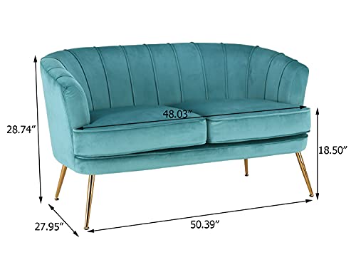 Altrobene Velvet Loveseat Couch Sofa Luxury Modern Comfy Tufted Couch Chesterfield 2 Person Couch for Living Room/Bedroom, Dark Teal