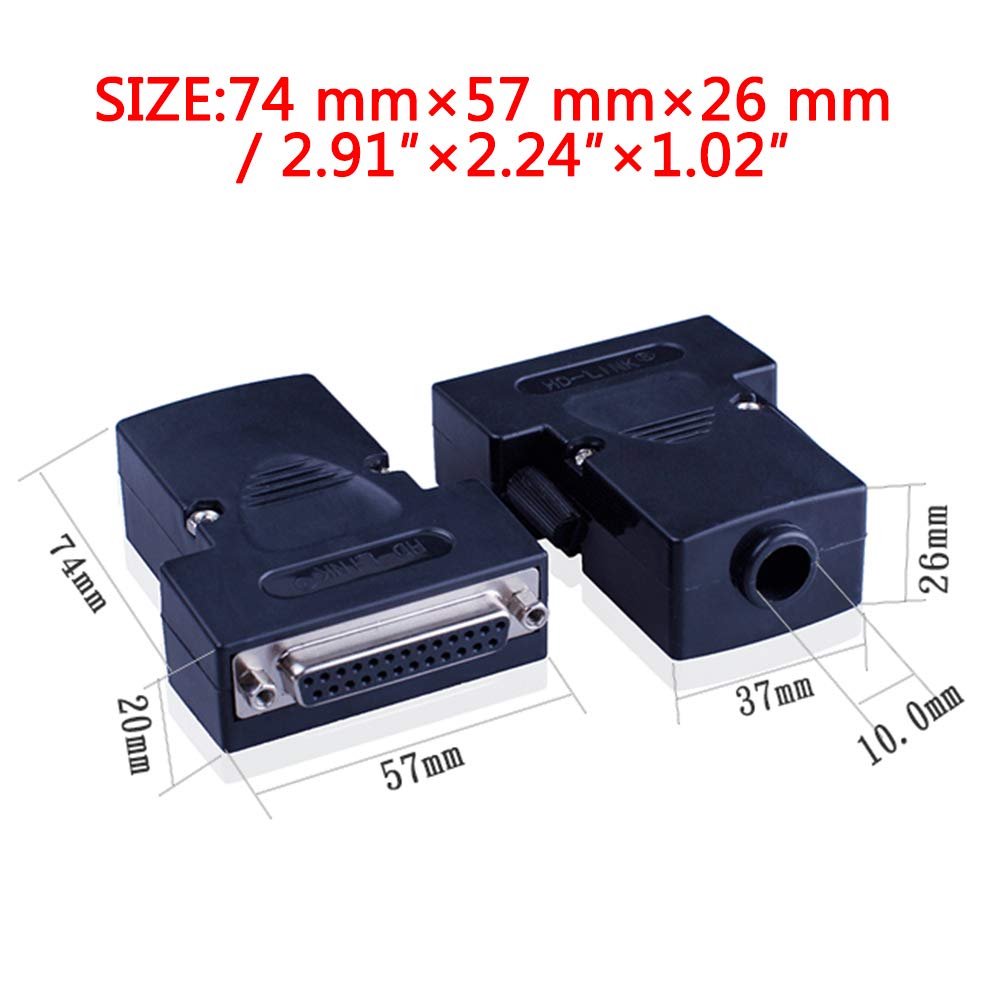 ANMBEST 2PCS DB25 Solderless Connector, RS232 D-SUB Serial to 25-pin Port Terminal Male Adapter Breakout Board with Case Long Bolts Nuts