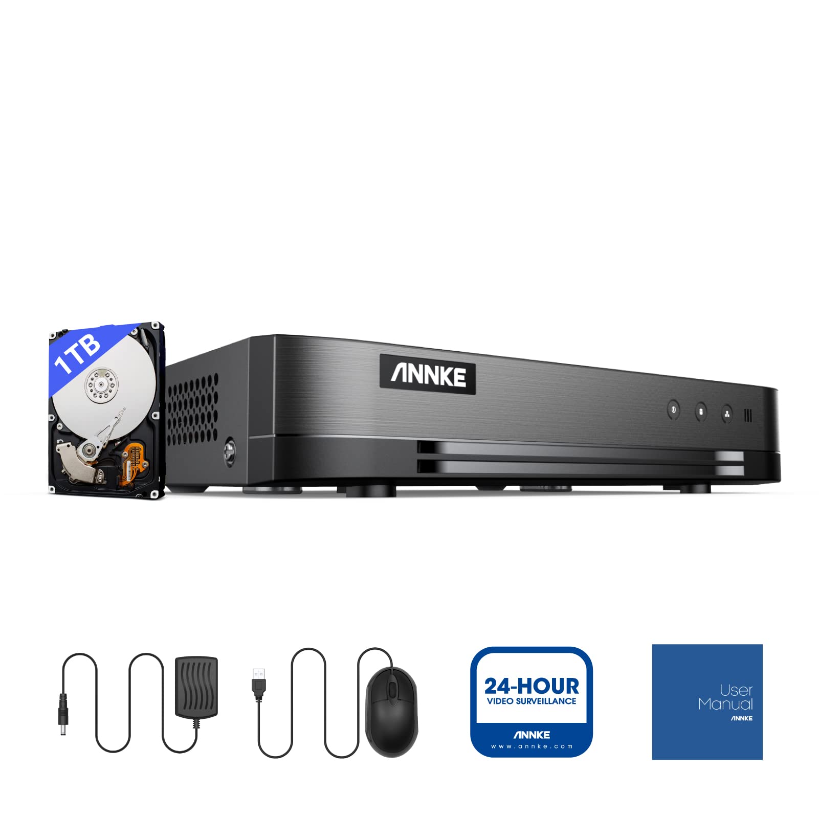 ANNKE 16CH 5-in-1 1080P Lite DVR for Seacurity Camera, H.265+ HDMI Output, Quick QR Code Scan and Easy View Remote for Home Security Surveillance Camera System, 1TB Hard Drive Included
