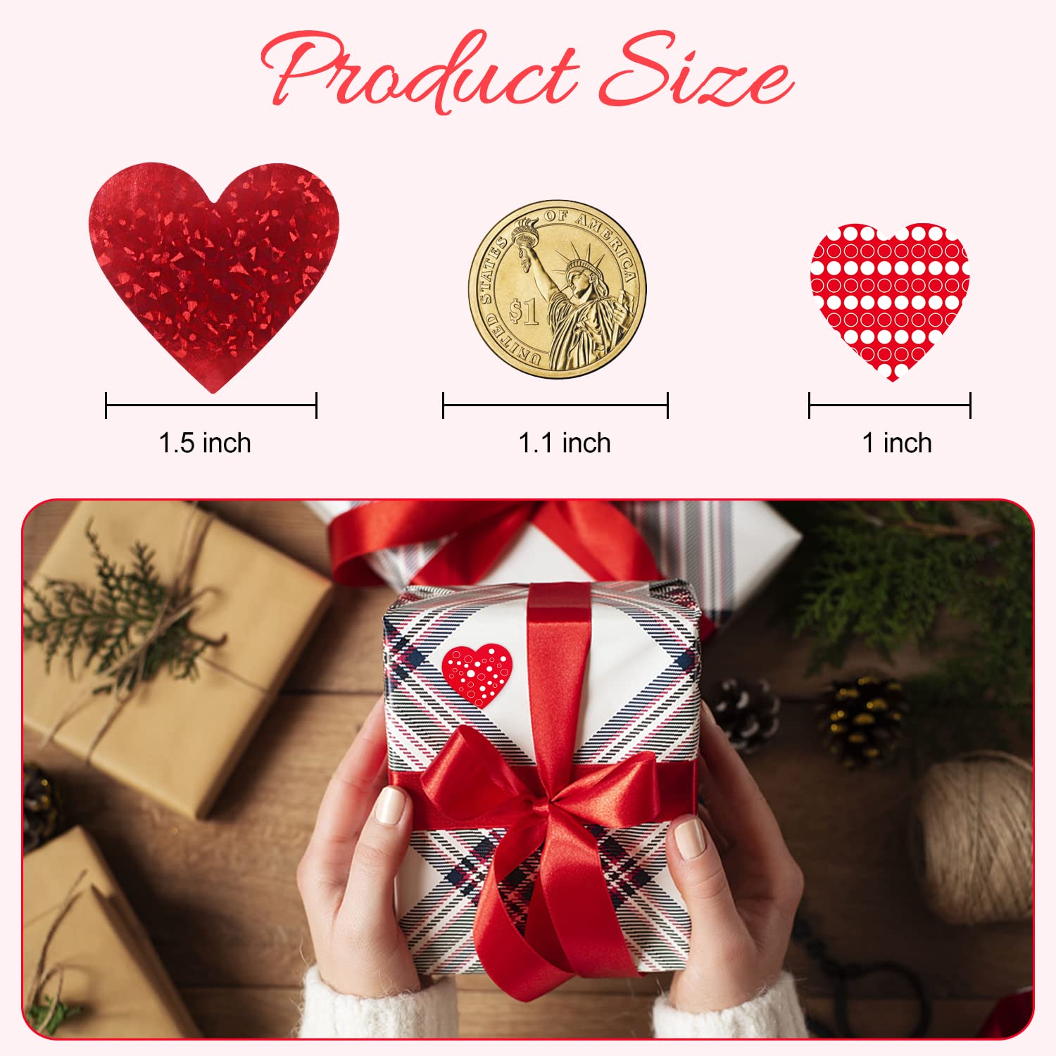 1000PCS Valentines Stickers, Glitter Heart Stickers Roll & 8 Design Funny Valentine's Mother Day Decorative Label Sticker, Wedding Party Decorat Envelopes Greeting Cards Boxes Gifts Seal Stickers