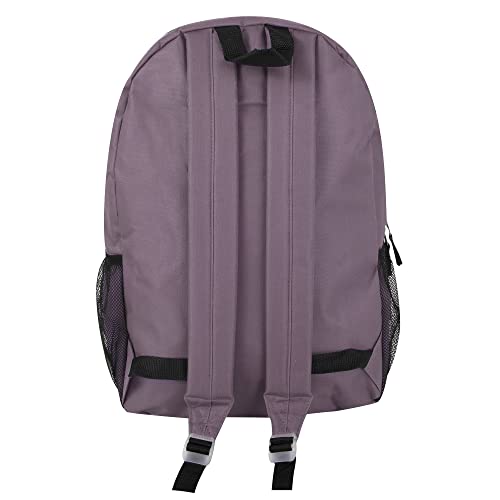 19 Inch School Backpacks with Mesh Side Pockets β Basic Large Solid Color Backpacks for Kids, Men, Women, Travel (Purple/Lilac)