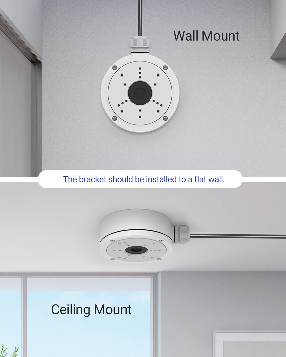 ANNKE Universal Junction Box Mount Bracket for Bullet Dome Turret PTZ Security Cameras Outdoor Waterproof Aluminum Wall Ceiling Mount Hide Cables