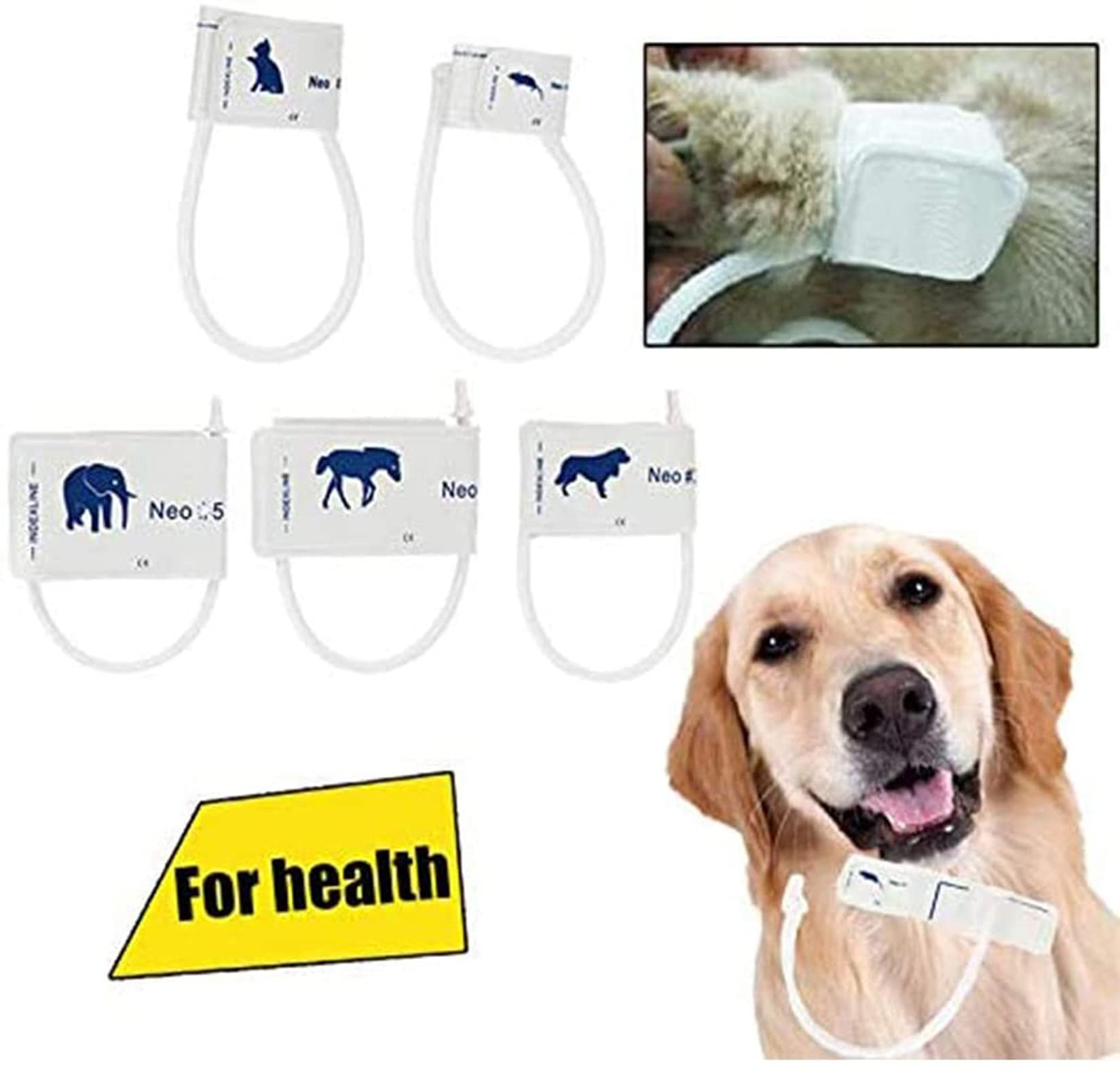 5 Pcs Veterinary Animal Blood Pressure Cuff,5 Different Sizes Disposable Pet Sphygmomanometer Cuff Accessories - Fit Most Veterinary Monitor with 2 Kinds of Interfaces (Mix)