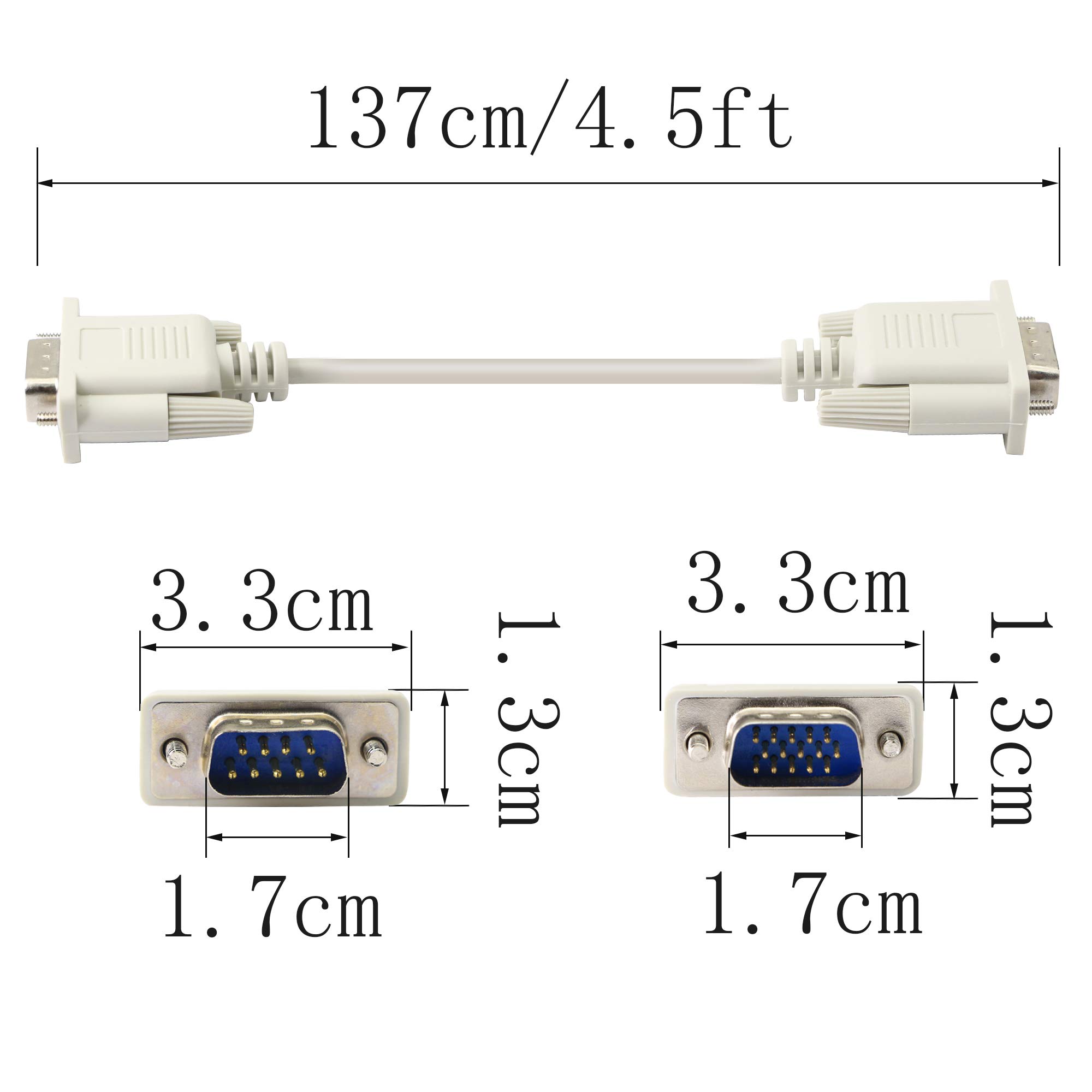 4.5 Feet DB 9 Pin Male to VGA 15 Pin Male Adapter Cable, RS232 to VGA Conversion Cable, YOUCHENG, for Computer,Printers, Scanners