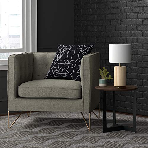 Amazon Brand β Rivet Scandinavian Style Wood Table Lamp with Metal Base, LED Bulb and Shade Included, 17.5"H, Blonde / Satin Brass