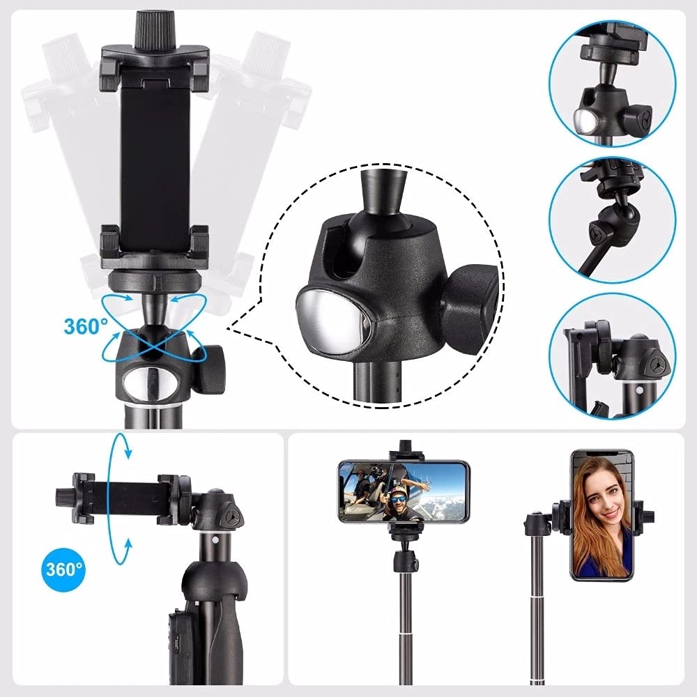 Tripod Monopod Selfie Stick, Long Extendable with Wireless Remote Shutter Control Phone Clip Holder,Compatible with All Cellphones