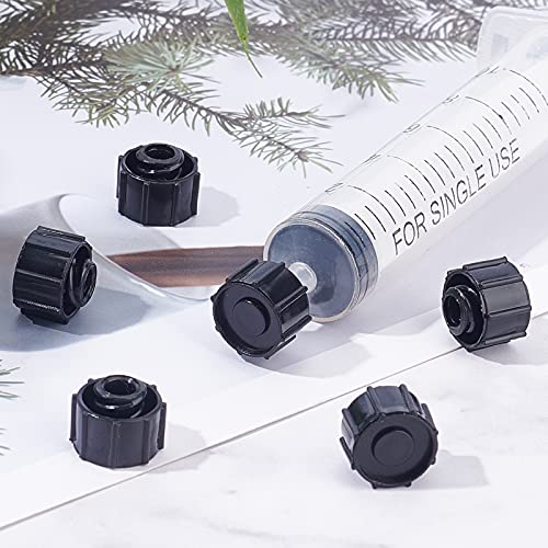 OLYCRAFT 50pcs Black Syringe Tip Caps 10mm Thick Luer Lock Tip Syringe Luer Lock Cap 12~12.5mm Diameter No Needle Tip Cap for Feeding Tubes Black Syringe Tip Cap