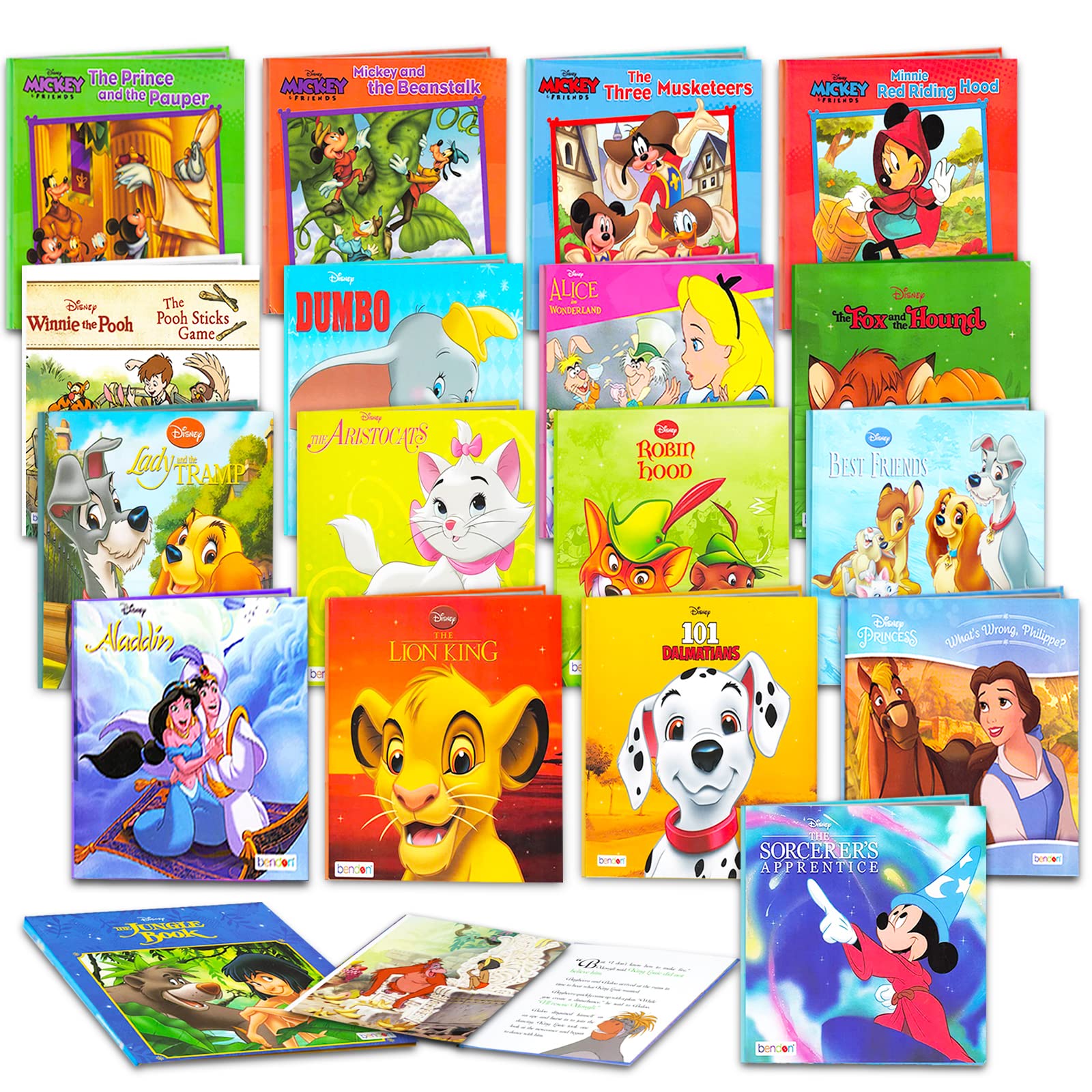 18 Bulk Books for Kids Toddlers -- Assortment Includes 18 Disney Books Bedtime Stories, Hardcover (No Duplicates)