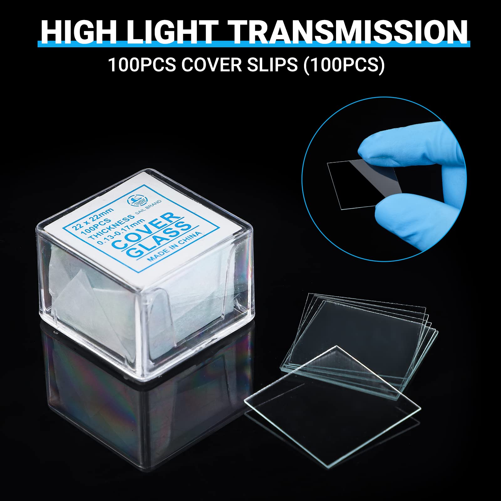 100PCS Microscope Slides Pre-Cleaned Blank Plate and 100PCS CoverslipsĀ for Wet Specimen, Lab Sample Observe, Gift for Kids
