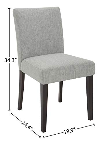 Amazon Brand – Stone & Beam Linden Classic Upholstered Dining Chair, 18.9"W, Set of 2, Light Gray