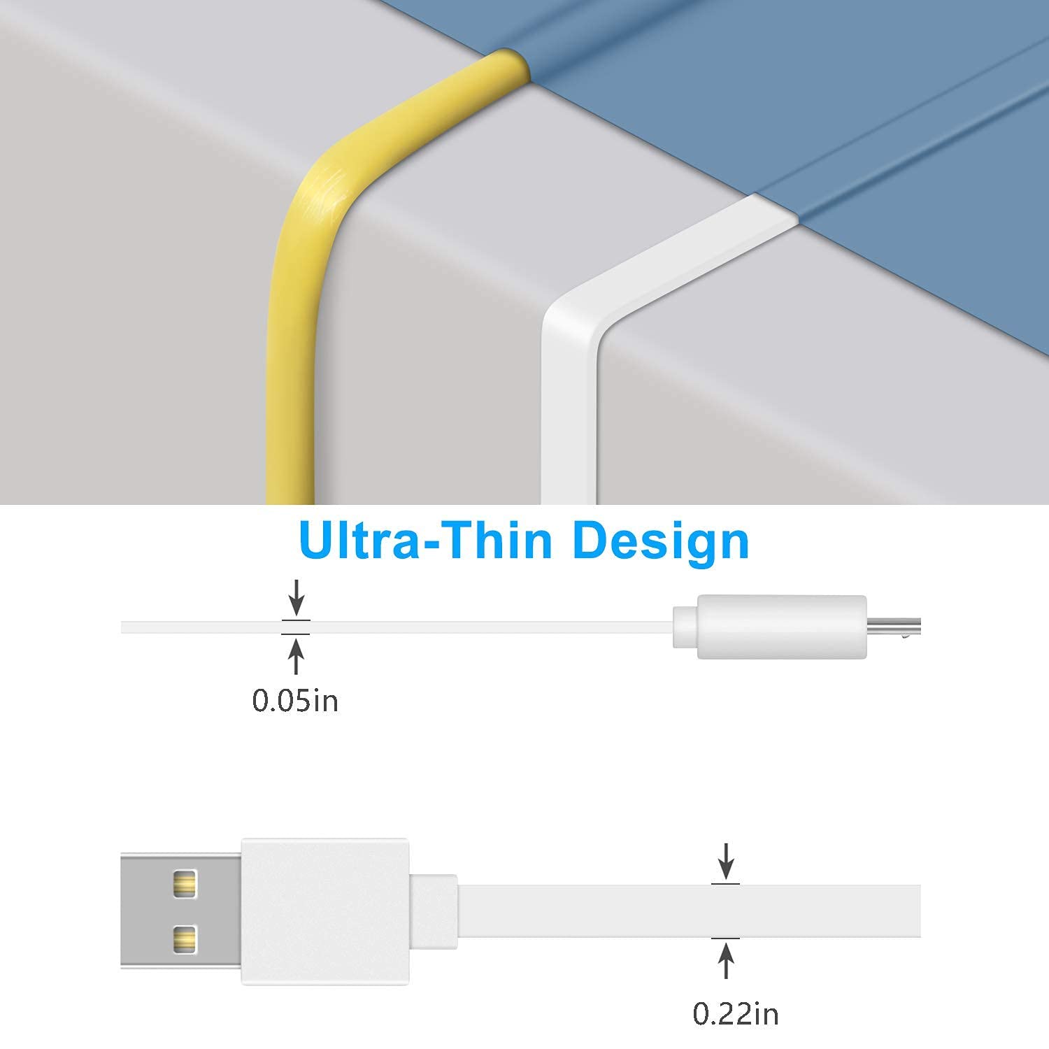 2 Pack 16.4FT Flat Power Extension Cable Compatible with Wyze Cam Pan, Kasa Cam, YI Dome Home Camera, Furbo Dog, Nest Cam, Blink, Cloud Camera, Durable Charging Cable for Security Cam