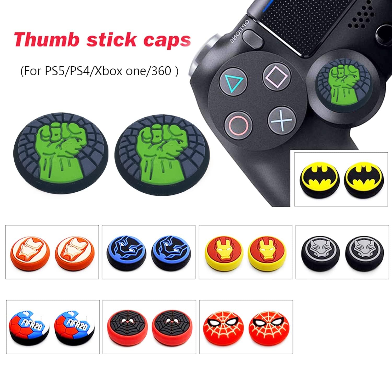 14Pcs Analog Thumb Grip Stick Cover, Wireless Controllers Game Remote Joystick Cap, Non-Slip Silicone Handle Protection Cover for PS5/PS4/Xbox one/360/N Switch PRO
