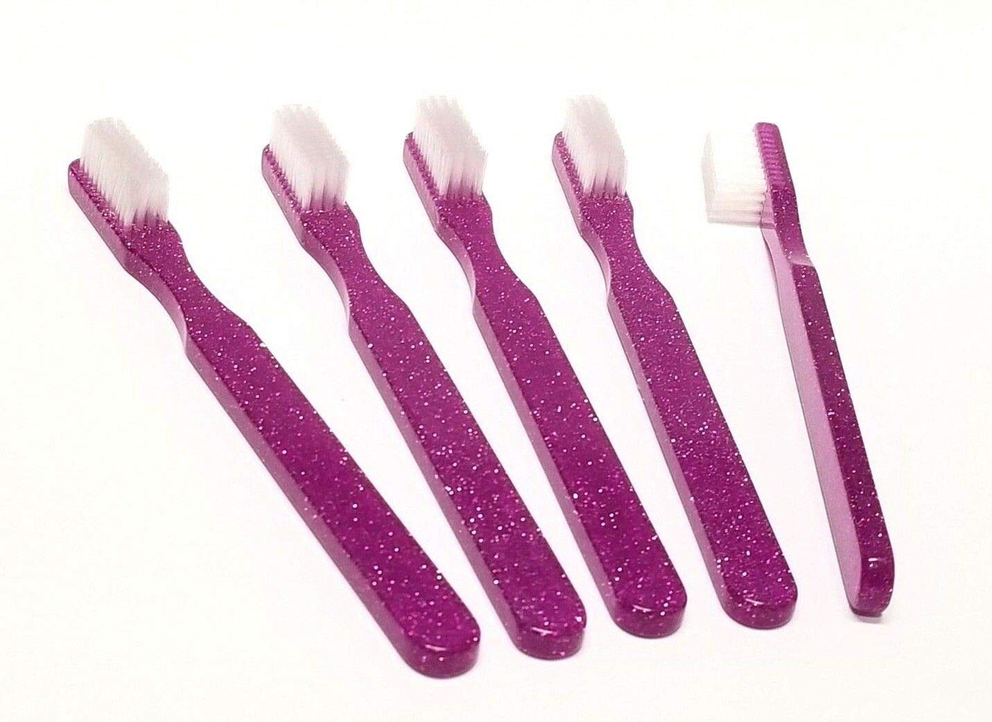 5-PACK New FUN Purple Sparkle Vintage Toothbrushes By Alan Stuart of New York