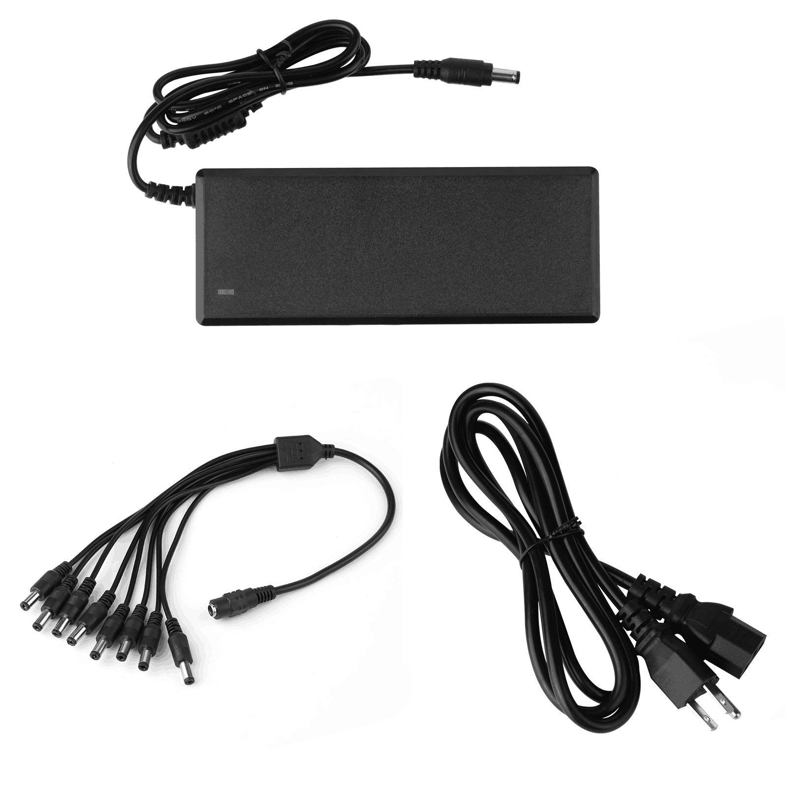 12V 7A CCTV Surveillance Video Power Supply Adapter + 1 to 8 Power Splitter & 110~240V AC 2.1mm Plug for Security Camera,LED Strip Light