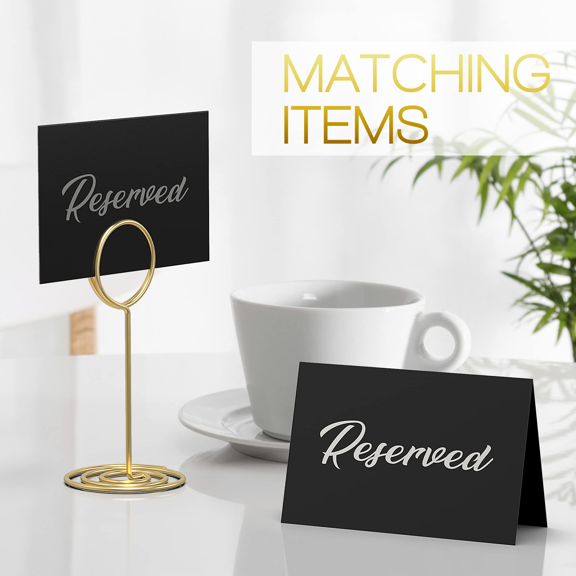 10 Pack Black Reserved Table Signs for Wedding - Silver Foil Reserved Seating Signs for Wedding Chairs - Church Pews - Double Sided Cardstock Reserved Signs for Tables - Table Tent Reservation Cards