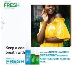 3 Pack of Pretty Fresh Instant Breath Freshener Mouth Spray Fresh Mint,Fights Bad Breath.