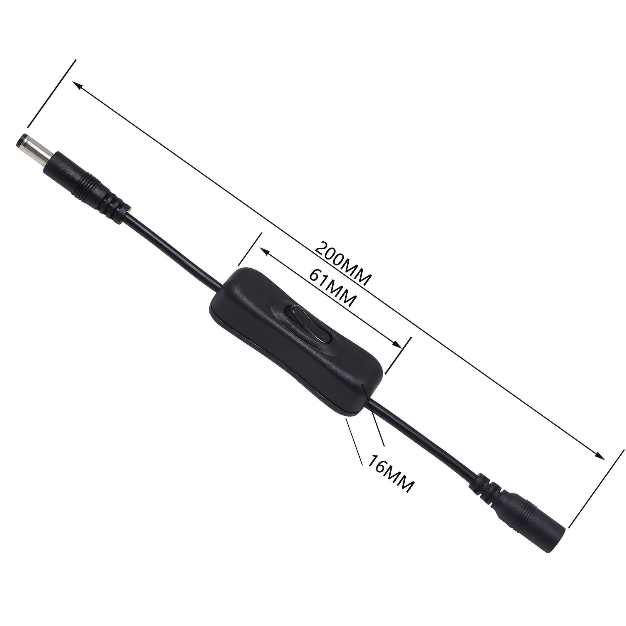 20cm DC 5.5mm x 2.1mm Male to Female On/Off Switch Cable YOUCHENG for LED CCTV Security Camera(4-Pack)…