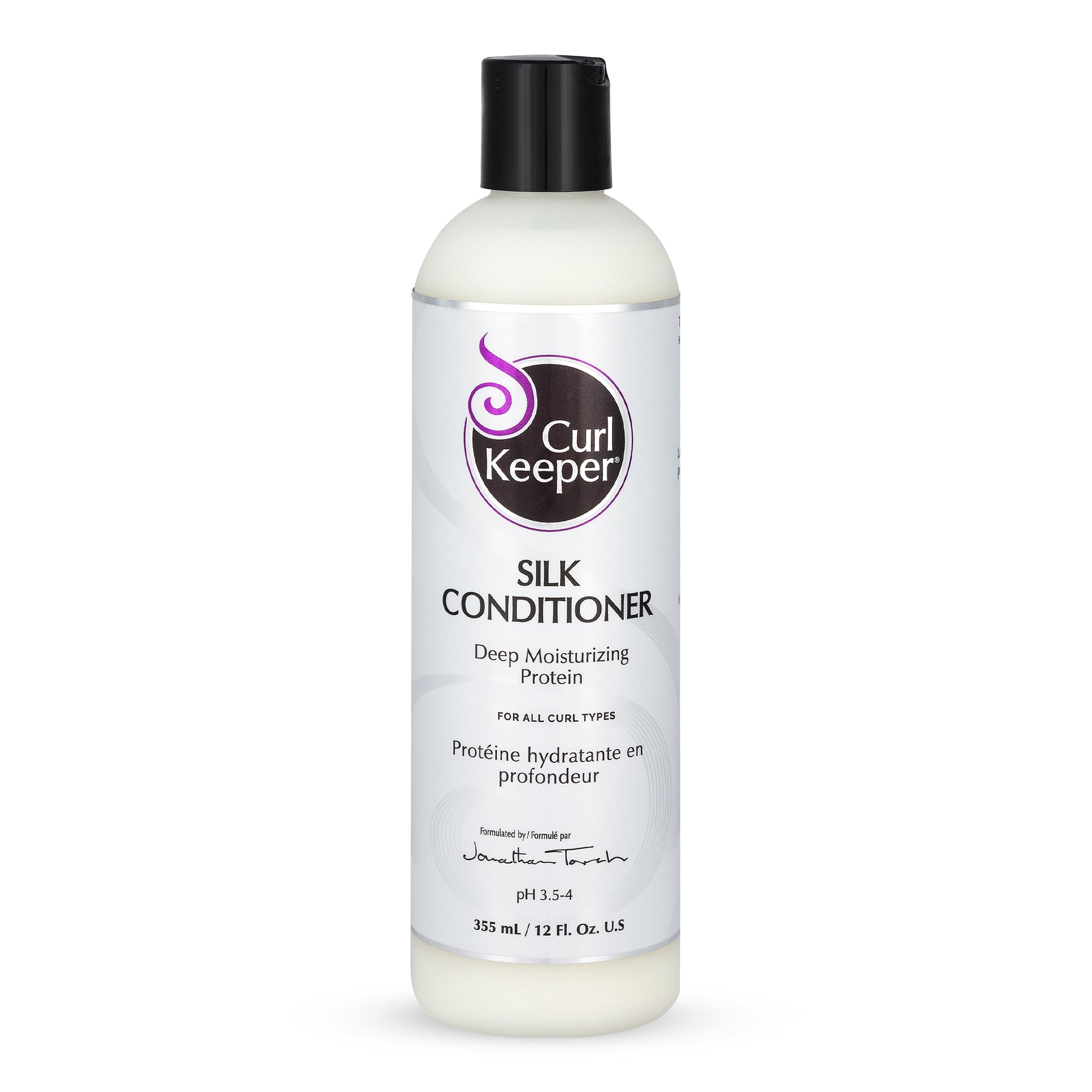 Curl Keeper Silk Conditioner for Curly Hair, 12 Fl Oz - Deep Moisturizing & Cleansing Daily Hair Conditioner with Silk Amino Acids for All Curl Types - Water Based Conditioner for Men & Women