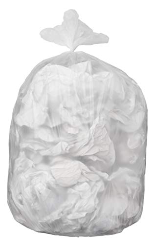 AmazonCommercial 45 Gallon Trash Bags 40" x 48" - 16 Micron Clear High Density Commercial Garbage Bags - 250 Count