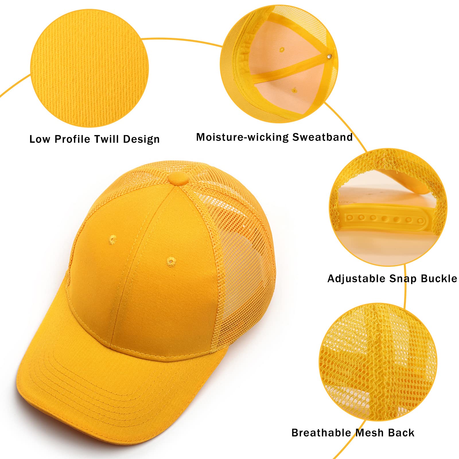 10 Pack Blank Baseball Cap Adjustable Mesh Snapback Trucker Hats Plain Sublimation Hats Sports Golf Sun Hats for Men Women (10 Pack-Black)