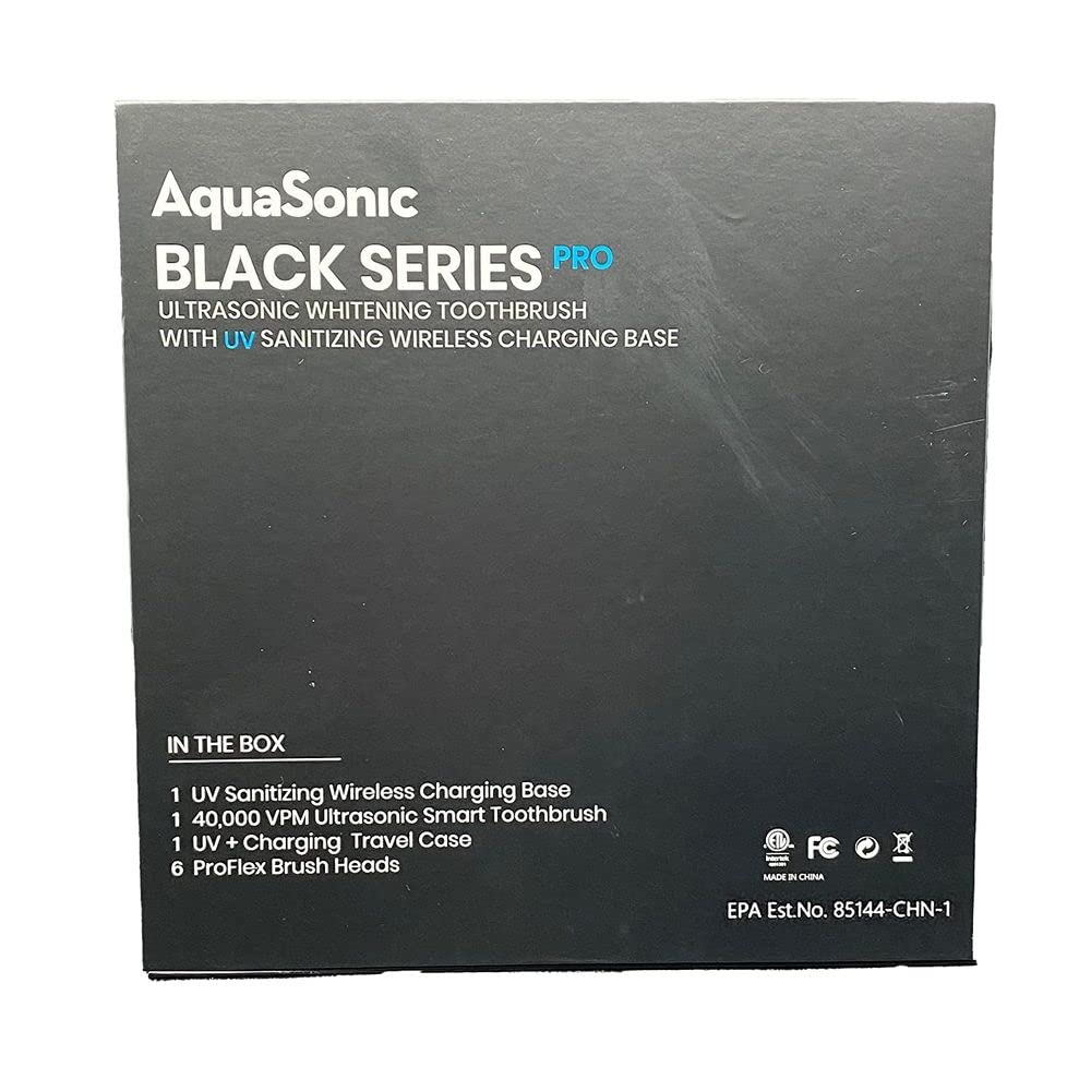 Aquasonic Black Series PRO – Ultra Whitening Toothbrush w UV Sanitizing Base – 5 Modes & Smart Timers – Premium Travel Case – Electric Toothbrush – ADA Approved Toothbrush