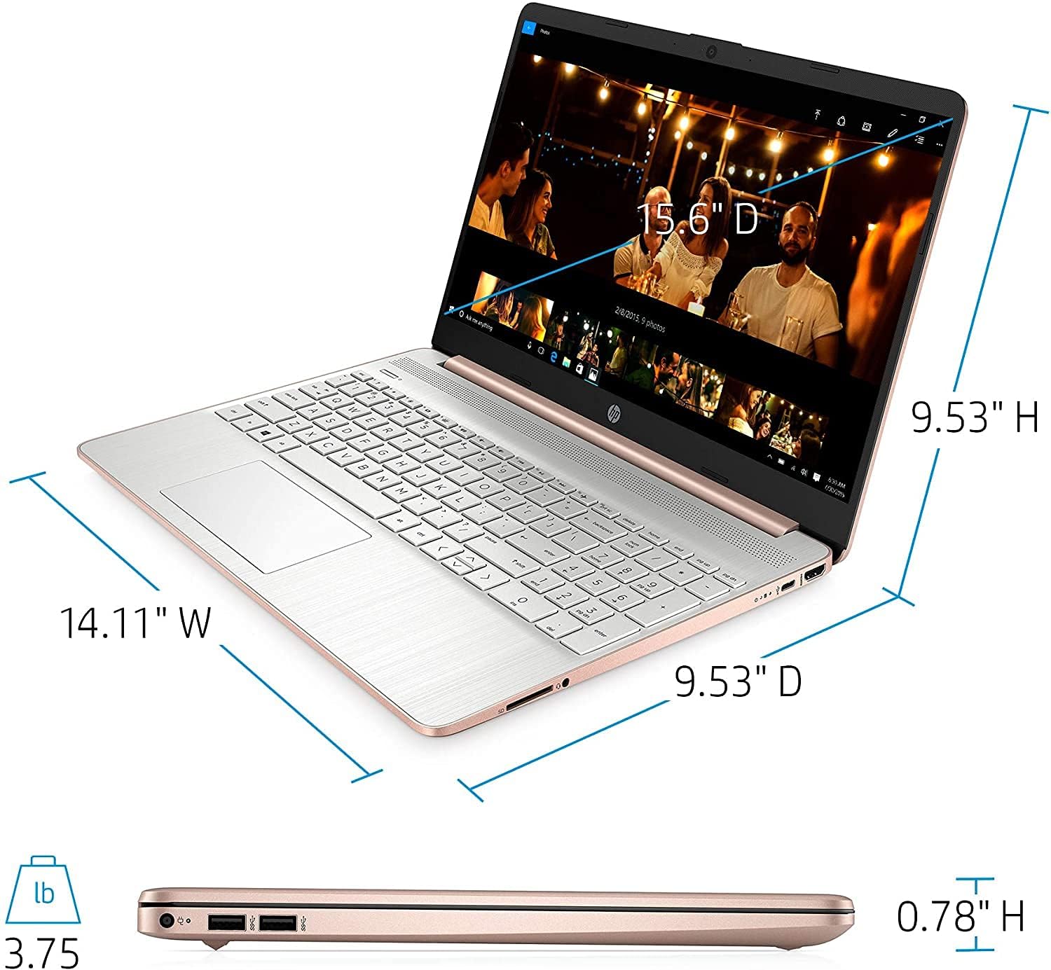 HP 2021 Pavilion 15 15.6" HD Laptop Computer, AMD Athlon Silver 3050U (Beats i3-7100U), 4GB DDR4, 128GB SSD, Webcam, USB-C, HDMI, 1 Year of Microsoft 365, Windows 10 S, Rose Gold, TiTac Accessory