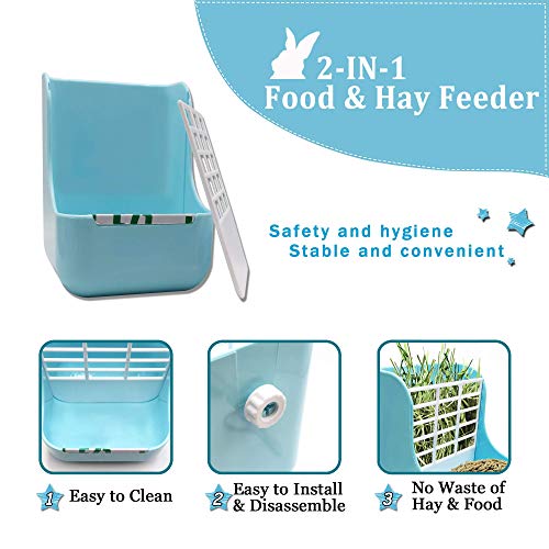 LLSPET 3-in-1 Guinea Pig Hay Feeder Water Bottle Nail Scissors Set, Pets Feeding Kit for Small Animals Bunny Chinchilla Guinea Pig Rabbit, 250ml Rabbit Water Bottle No Drip, Double Use Rabbit Feeder