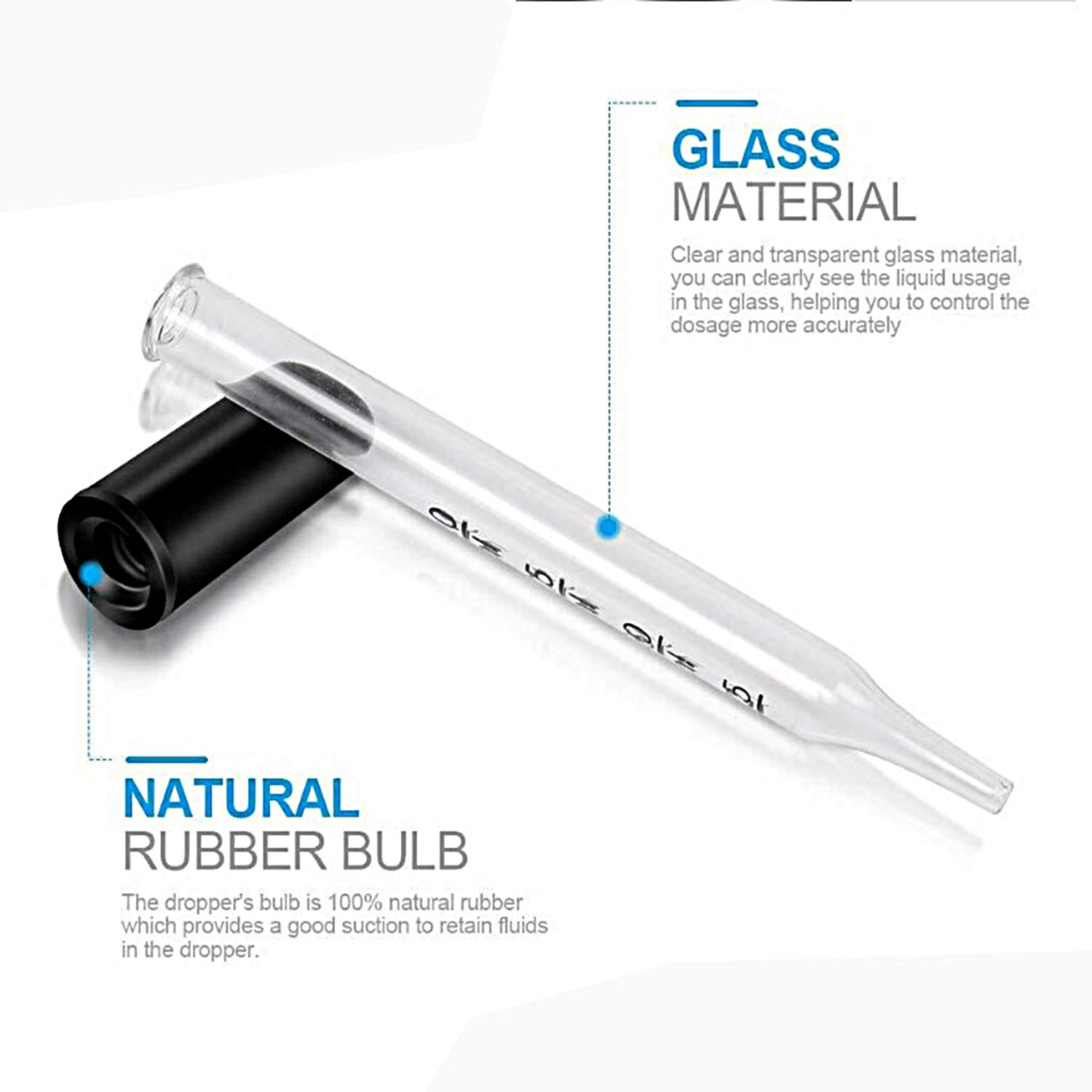 20pcs 1ml Glass Dropper,Essential Oil Dropper Pipette, Straight-Tip Calibrated Glass Medicine Dropper.