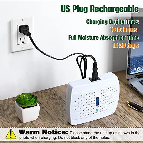 2 Pack Rechargeable Small Dehumidifier, Portable Mini Dehumidifiers for Bedroom, Bathroom, High efficiency Moisture Absorber for Closet, Bookcases