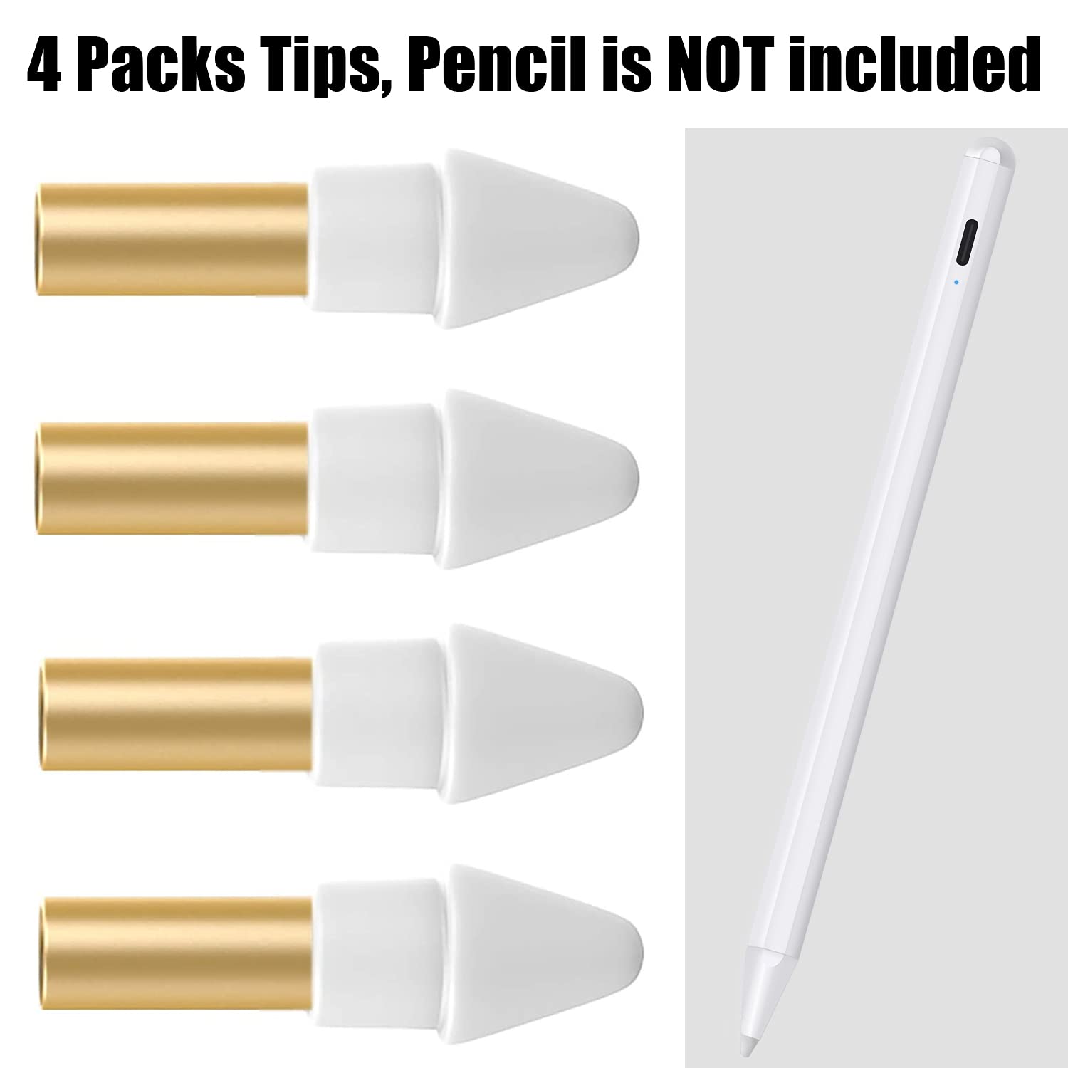 4 Packs Replacement Pen Tip for Stylus iPad Pen with Palm Rejection, Durable Pencil Nips for Precise Drawing & Writing, High Precision and Easy to Replace