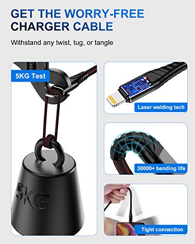 3Pack 3ft iPhone Charger, [ Apple MFi Certified ] 3 Foot iPhone Charging Cable, Nylon Braided 3 Feet Lightning Charger Cord for Apple iPhone 14 Pro Max/13/12 Mini/11/X/XS/XR/XS Max/8/7/6/5S Wire