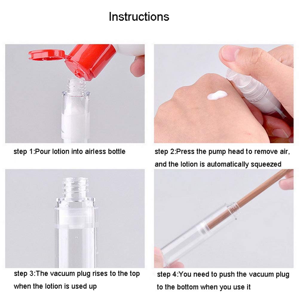 15 Pcs Clear Airless Lotion Pump Bottles Empty Cream Vacuum Bottles Cosmetic Containers Travel Press Pump Bottles For Foundations,serums,and more (5ml)
