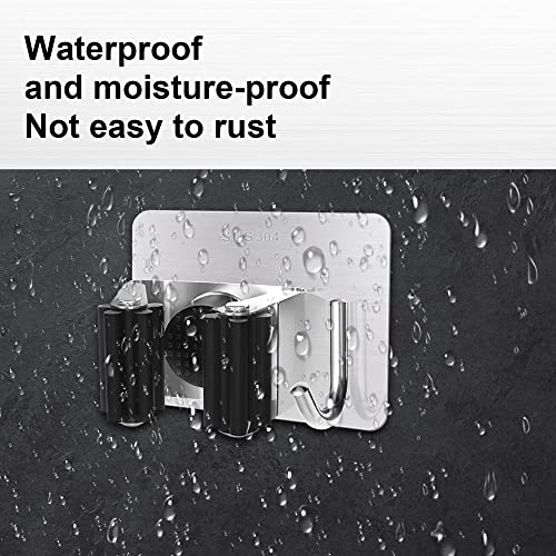 3Pcs Mop & Broom Holder Wall Mount, Broom Holder Self Adhesive Mop Rack Broom Hanger Heavy Duty Broom Storage Tool Organizer for Kitchen, Garage, Garden, Bathroom, Basement, Storage Room