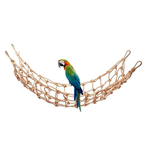 1PCS Parrots Climbing Net, Medium Large Size Parrots Hemp Rope Hanging Swing Bird Game Cage Toy Accessories