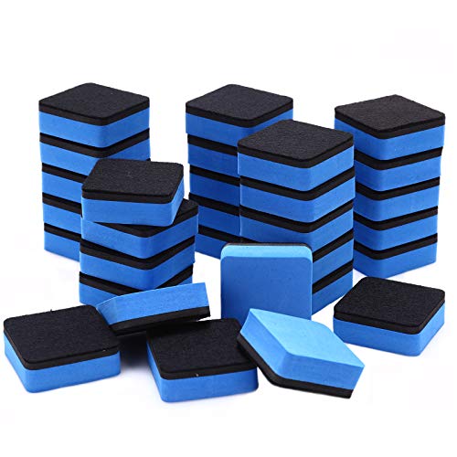 30 Pack Magnetic Whiteboard Eraser for School Classroom, Office, Home - Buytra Dry Erase Erasers Cleaner for Dry-Erase White Board, 1.97 x 1.97", Square Shape (Blue)