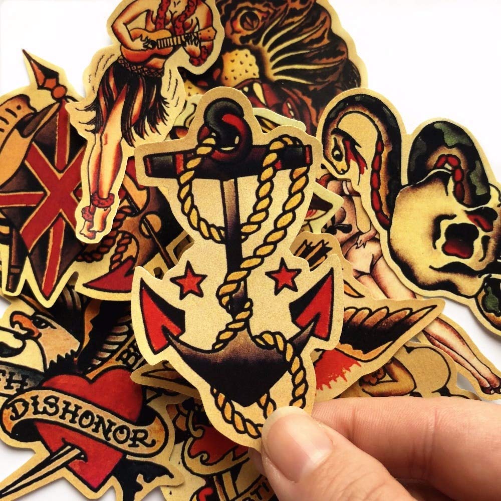 11pcs/Lot Sailor Jerry Sticker for Kids Toy Decal Suitcase Skateboard Wall Car Laptop Bicycle Motorcycle On Notebook Stickers