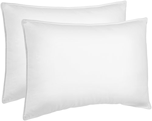 Amazon Basics Ultra-Soft Micromink Sherpa Comforter Bed Set - Charcoal, Full/Queen & Down-Alternative Pillows, Soft Density for Stomach and Back Sleepers - Standard (Pack of 2), White