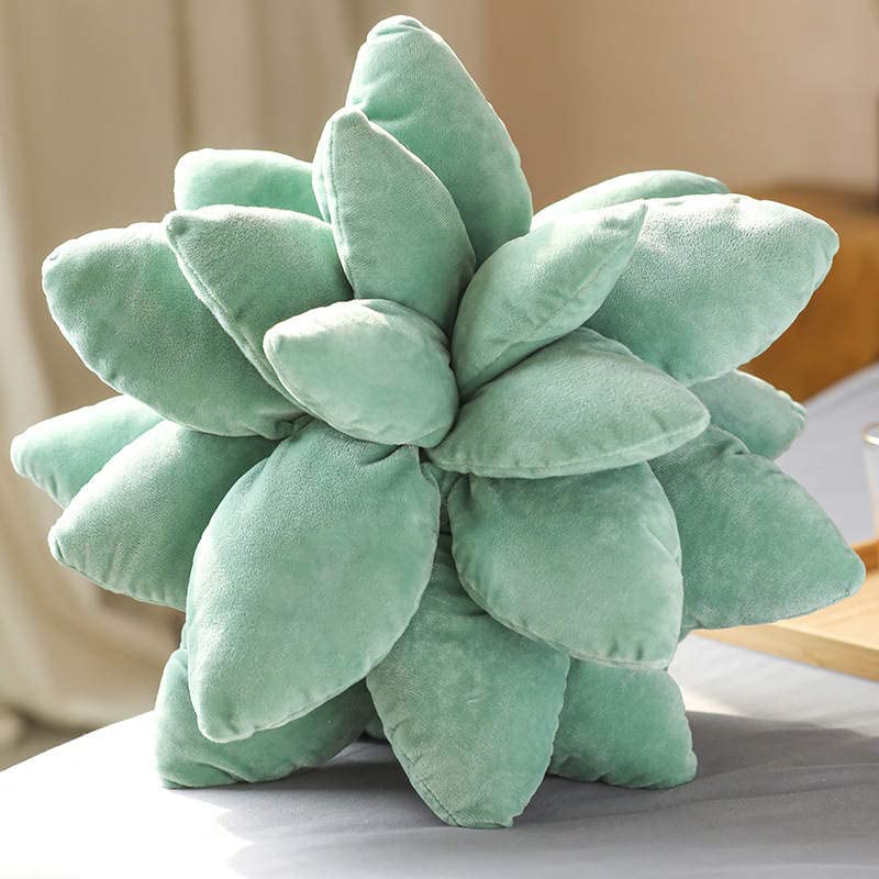 17.7in 3D Succulent Pillow, Green Plush Cactus Succulent Pillow, Green Succulent Throw Pillow for Bedroom or Living Room Home Decoration, Novelty Cactus Pillow