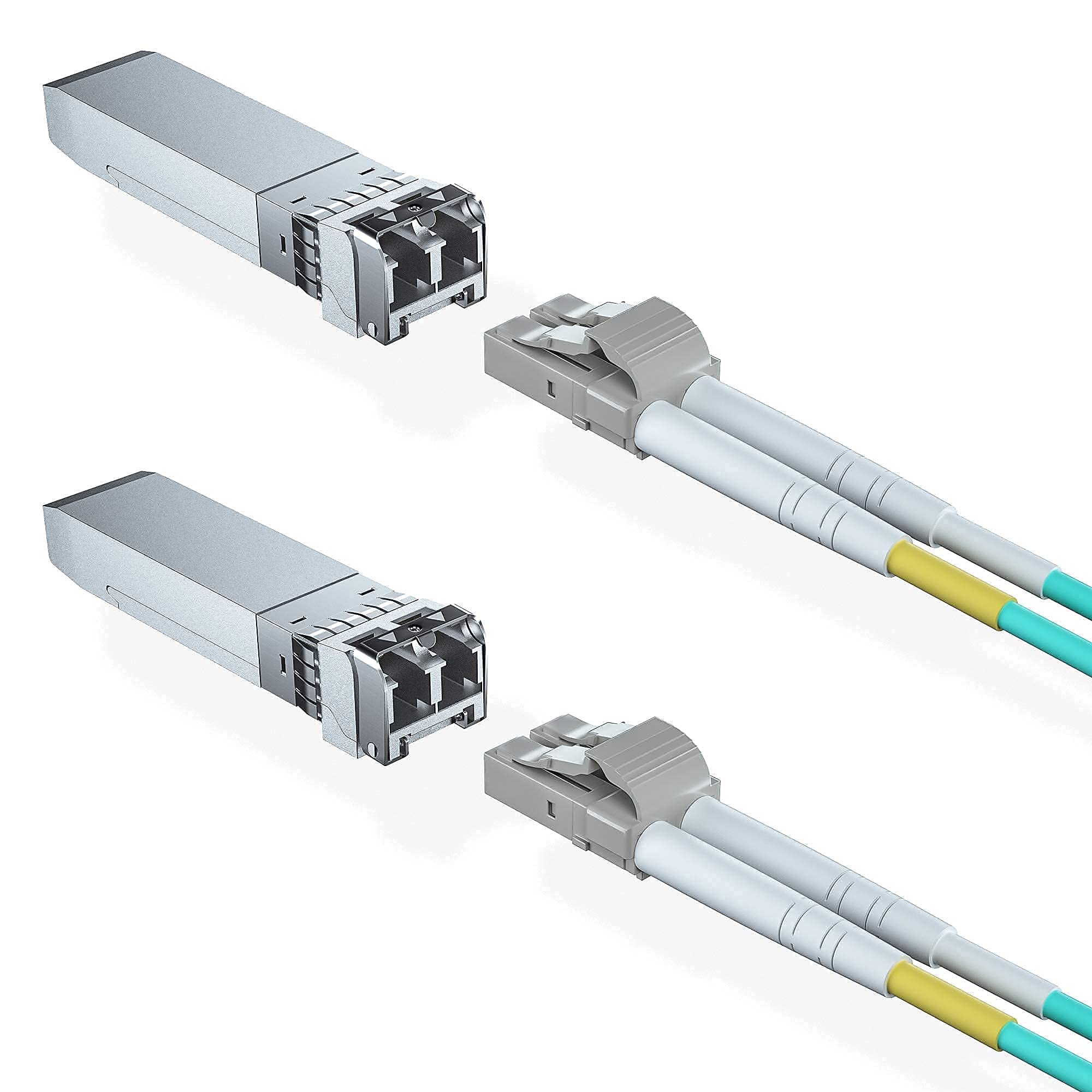 2 Pack 10G SFP+ SR Transceivers with 1m OM3 LC to LC Fiber Patch Cable, SFP+ to LC Multimode Module Compatible for Cisco SFP-10G-SR