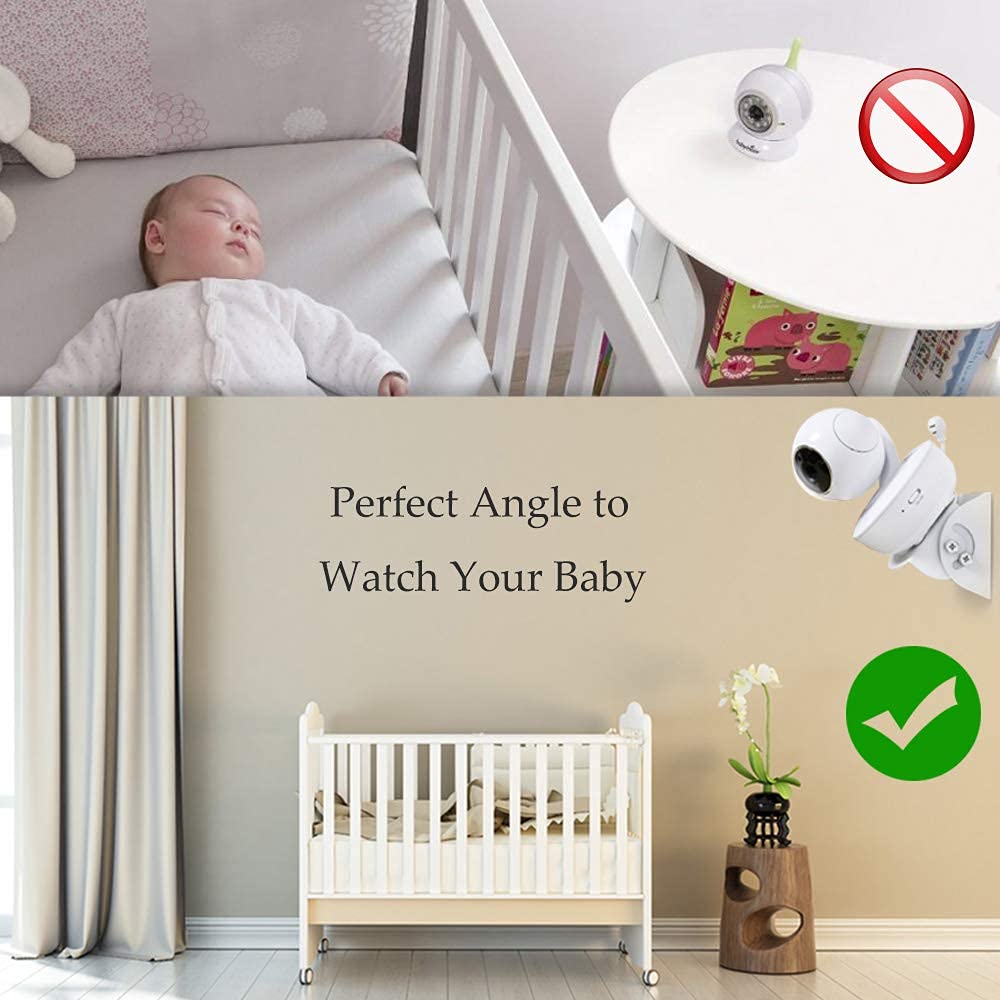 2 Pack-Adjustable Angle Baby Monitor Wall Mount for Motorola, Arlo, Infant Optics DXR-8, HelloBaby, Hellobaby Babysense Monitor Camera, Perfect Angle and Easy to Install (Camera Not Included)
