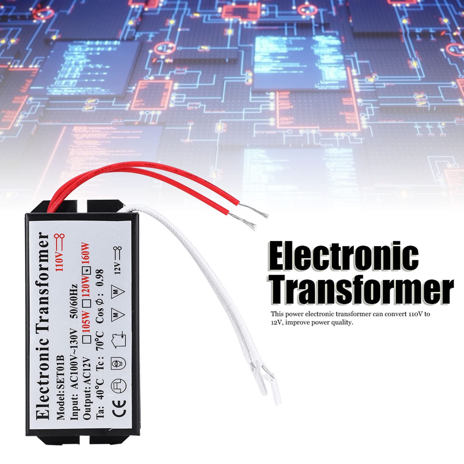 160W Electronic Transformer,AC110V to AC12V Power Supply Electronic Transformer for Halogen Lamp Beads