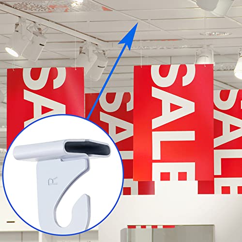 Aluminum Ceiling Hooks for Drop-Ceiling T-Bars Right and Left White Ceiling Hanger T-Bar Track Clip Suspended Ceiling Hooks Grid Clips for Hanging Plants Office Signs Decorations (20)