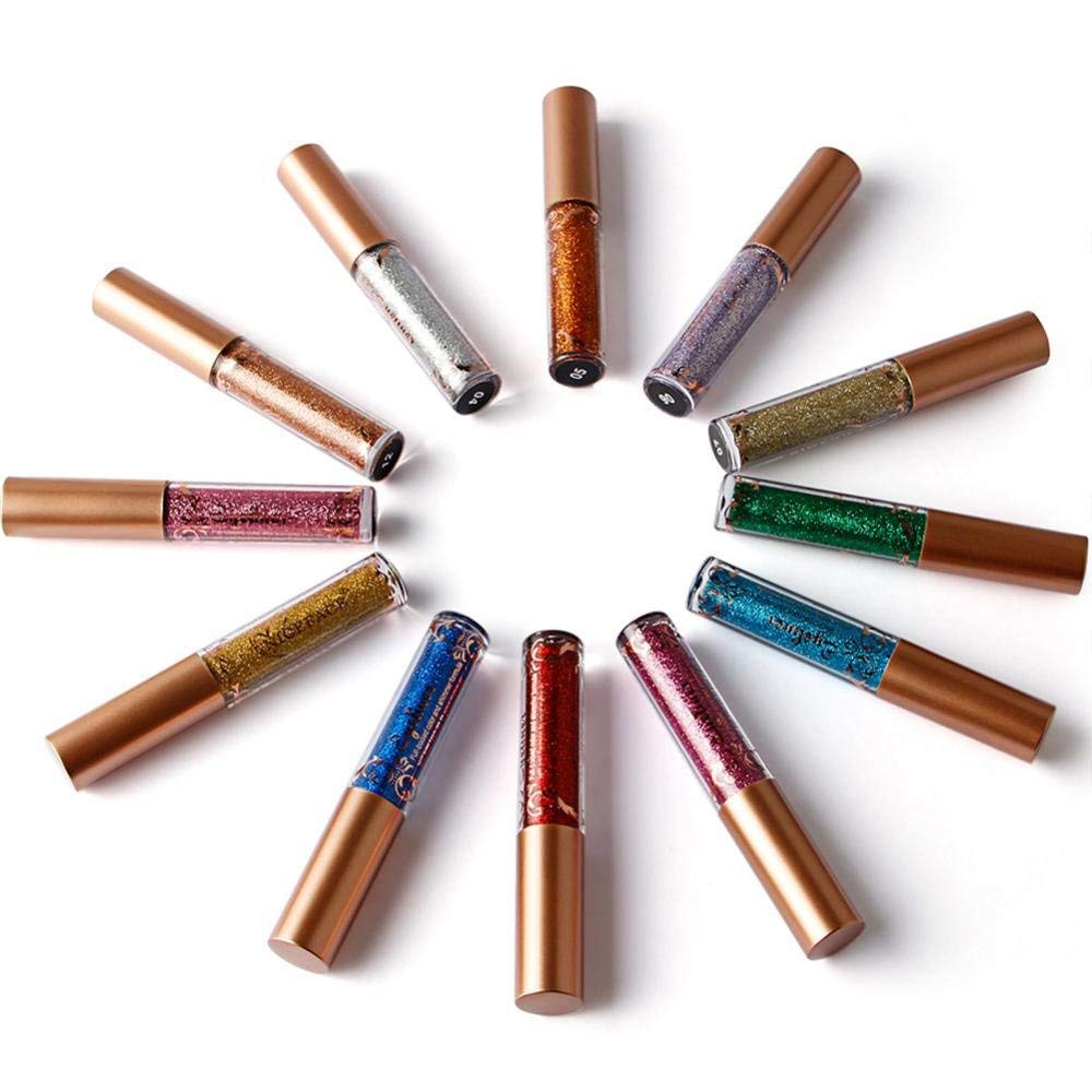 12 Colors Glitter Diamond Eyeliner Liquid Shining Metallic Eyeliner Eye Makeup (Blue#01)
